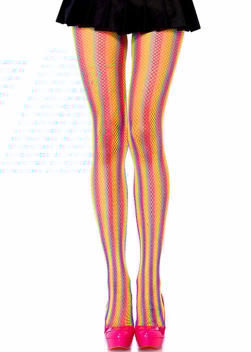 Leg Avenue Neon Rainbow Striped Fishnet Tights In Stock At UK Tights Leg Avenue Neon Rainbow Striped Fishnet Tights In Stock At UK Tights