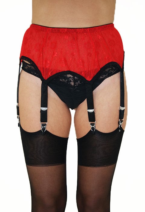 Nylon Dreams Red Lace Suspender Belt Ndssl60r Uk Tights