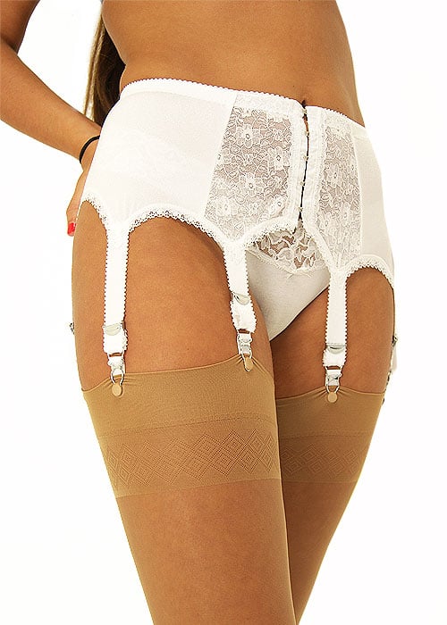 Sassy 6 Strap Hook Front Suspender Belt Uk Tights