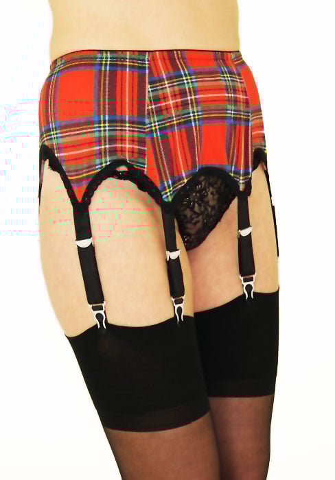 Sassy 6 Strap Tartan Suspender Belt Uk Tights